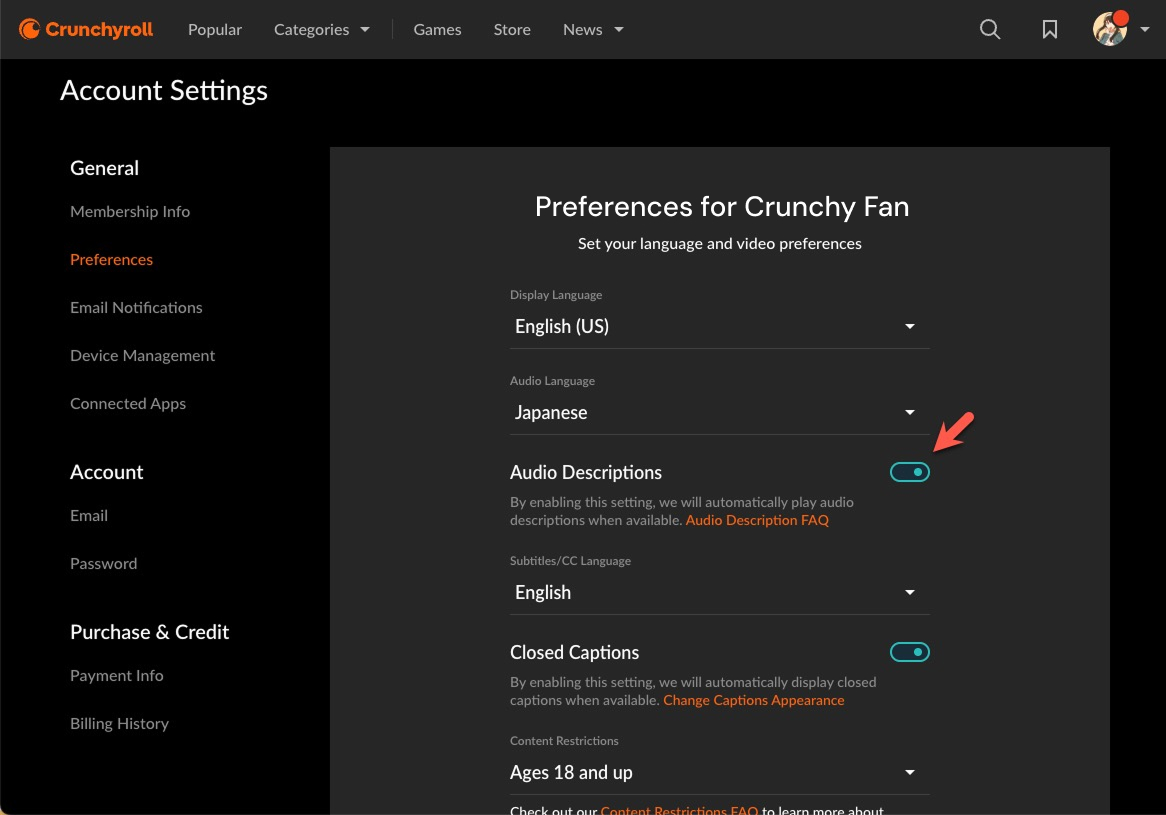 How do I enable Audio Descriptions? – Support & Customer Service ...
